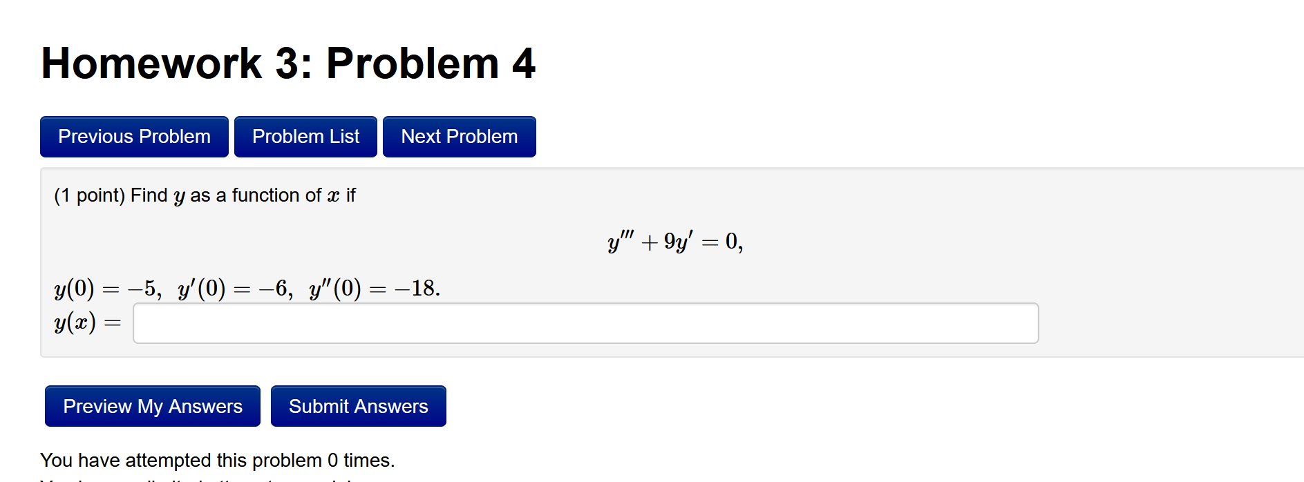 Solved Homework 3 Problem 4 Previous Problem Problem List 3330