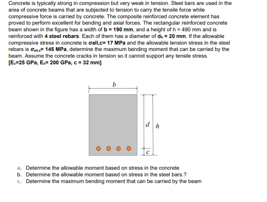 Solved Concrete is typically strong in compression but very | Chegg.com