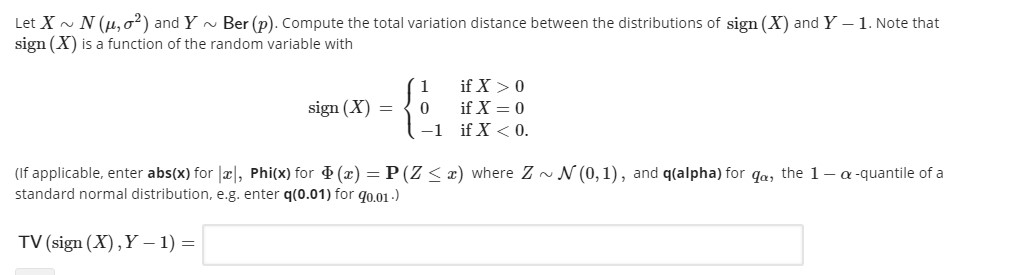 Solved Compute the total variation distance between P=X and | Chegg.com