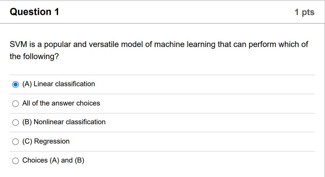 Solved SVM is a popular and versatile model of machine | Chegg.com