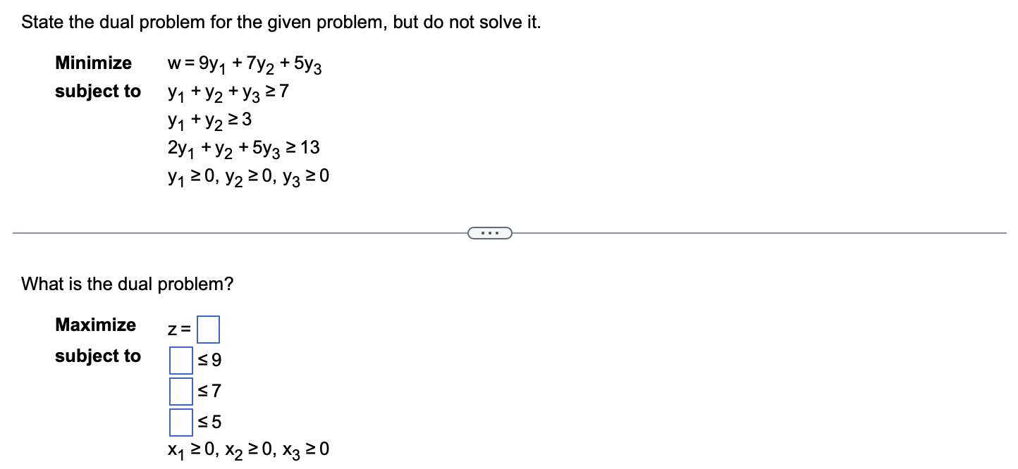 Solved Write the dual of the given minimization linear | Chegg.com