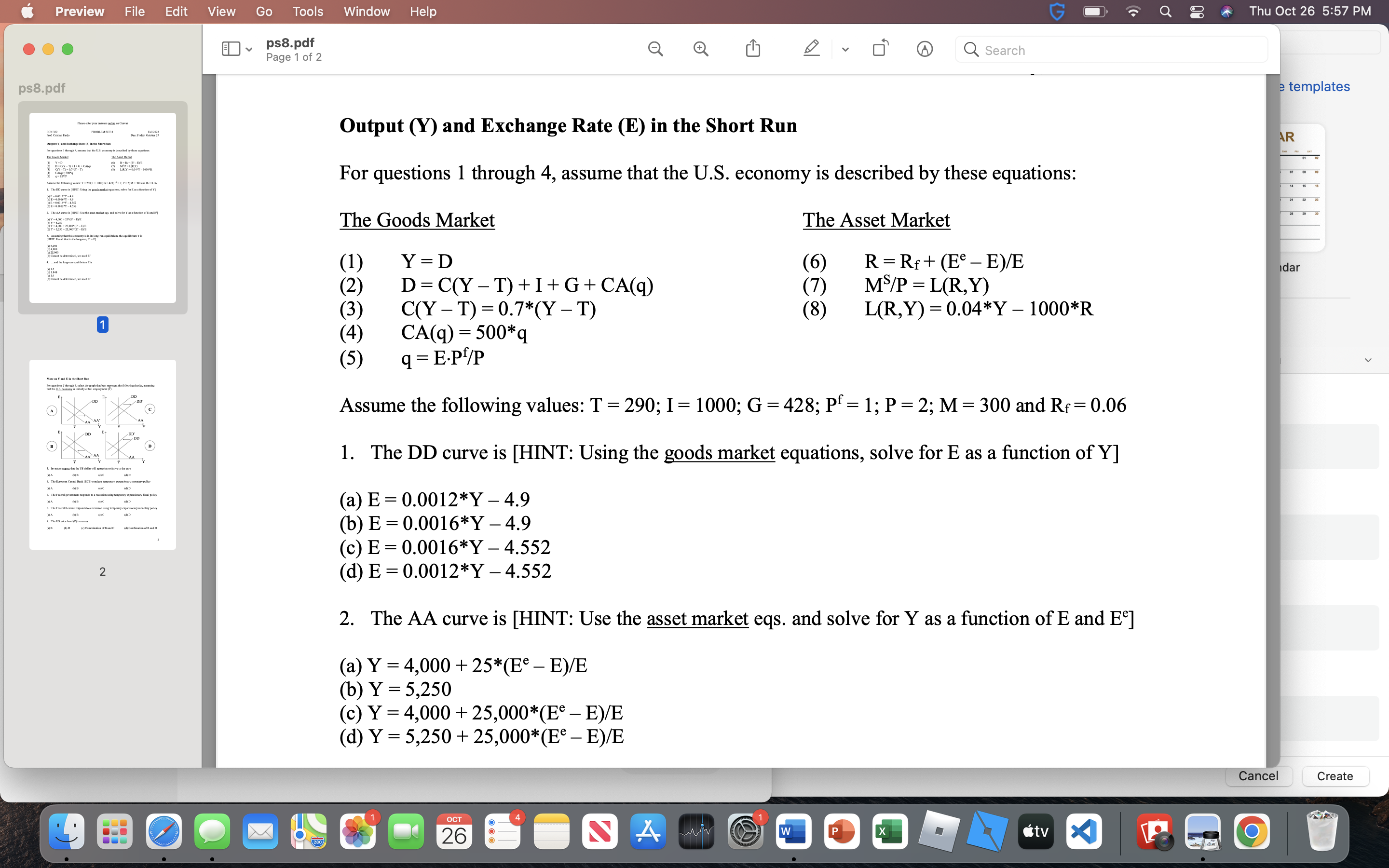 Solved Output (Y) and Exchange Rate (E) in the Short Run For | Chegg.com