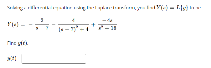 Solved Solving a differential equation using the Laplace | Chegg.com