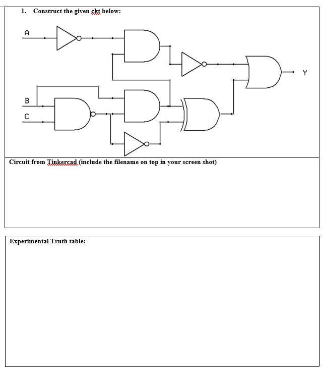 Solved 1. Construct the given ckt below: A Y B с Circuit | Chegg.com