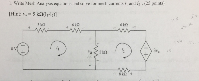 Solved 1. Write Mesh Analysis equations and solve for mesh | Chegg.com Solved 1. Write Mesh Analysis equations and solve for mesh | Chegg.com