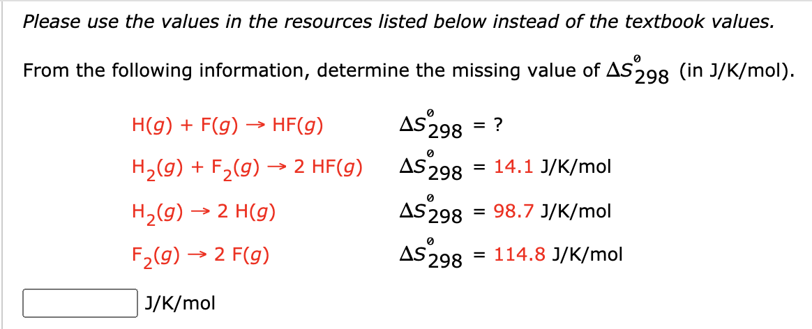 Solved Please use the values in the resources listed below | Chegg.com