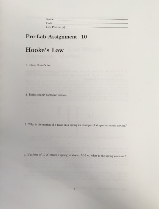 Solved Name: Date: Lab Partner(s): Pre-Lab Assignment 10 | Chegg.com