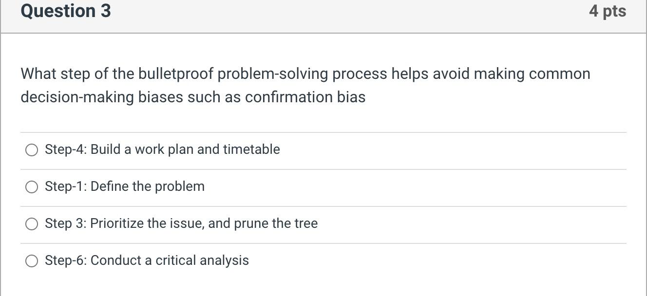 Solved What step of the bulletproof problem-solving process | Chegg.com