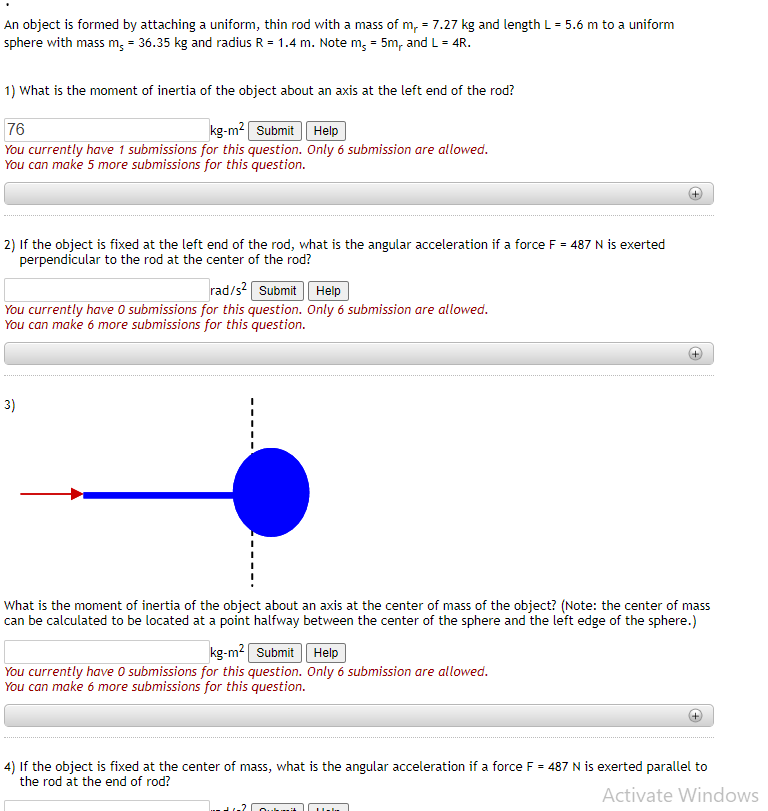 Solved An object is formed by attaching a uniform, thin rod | Chegg.com