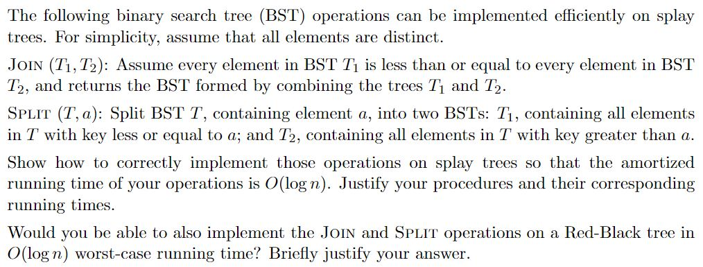Solved The following binary search tree (BST) operations can | Chegg.com