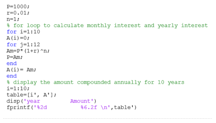 Solved In the MATLAB code below what does the line: A(i) = | Chegg.com