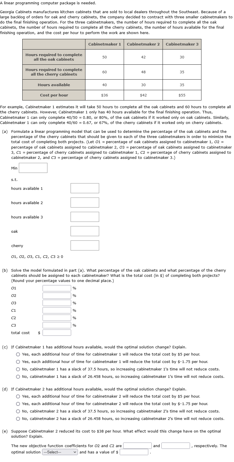 Solved A linear programming computer package is needed. | Chegg.com