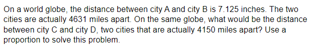 Solved On a world globe, the distance between city A and | Chegg.com