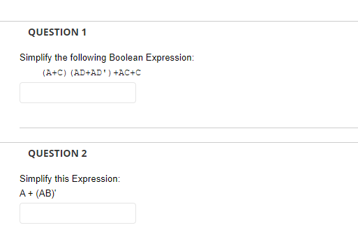 Solved QUESTION 1 Simplify the following Boolean Expression: | Chegg.com