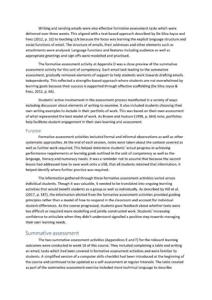 Solved Sample Assessment task 2 Learner group This report | Chegg.com