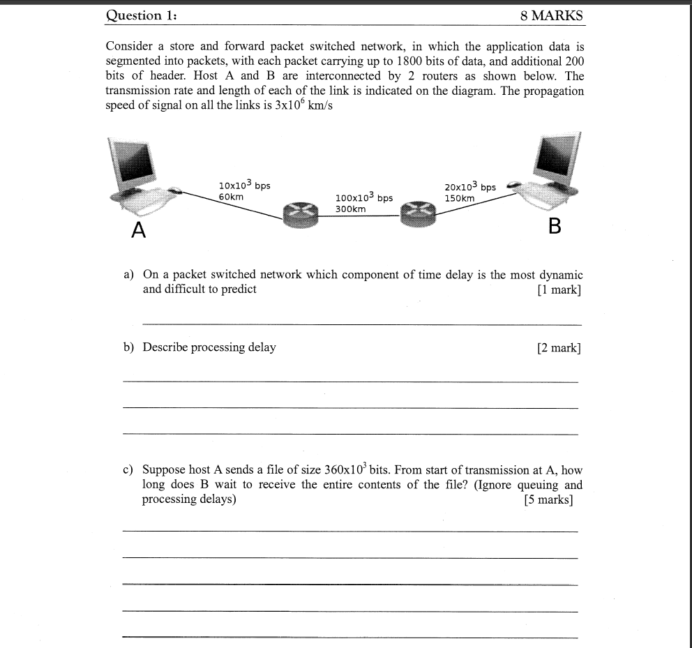 Solved Question 1: 8 MARKS Consider a store and forward | Chegg.com