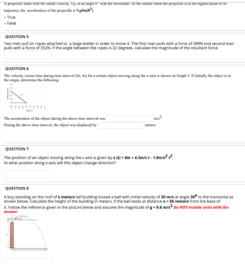 Solved A projectile starts with the initial velocity, Vo, at | Chegg.com
