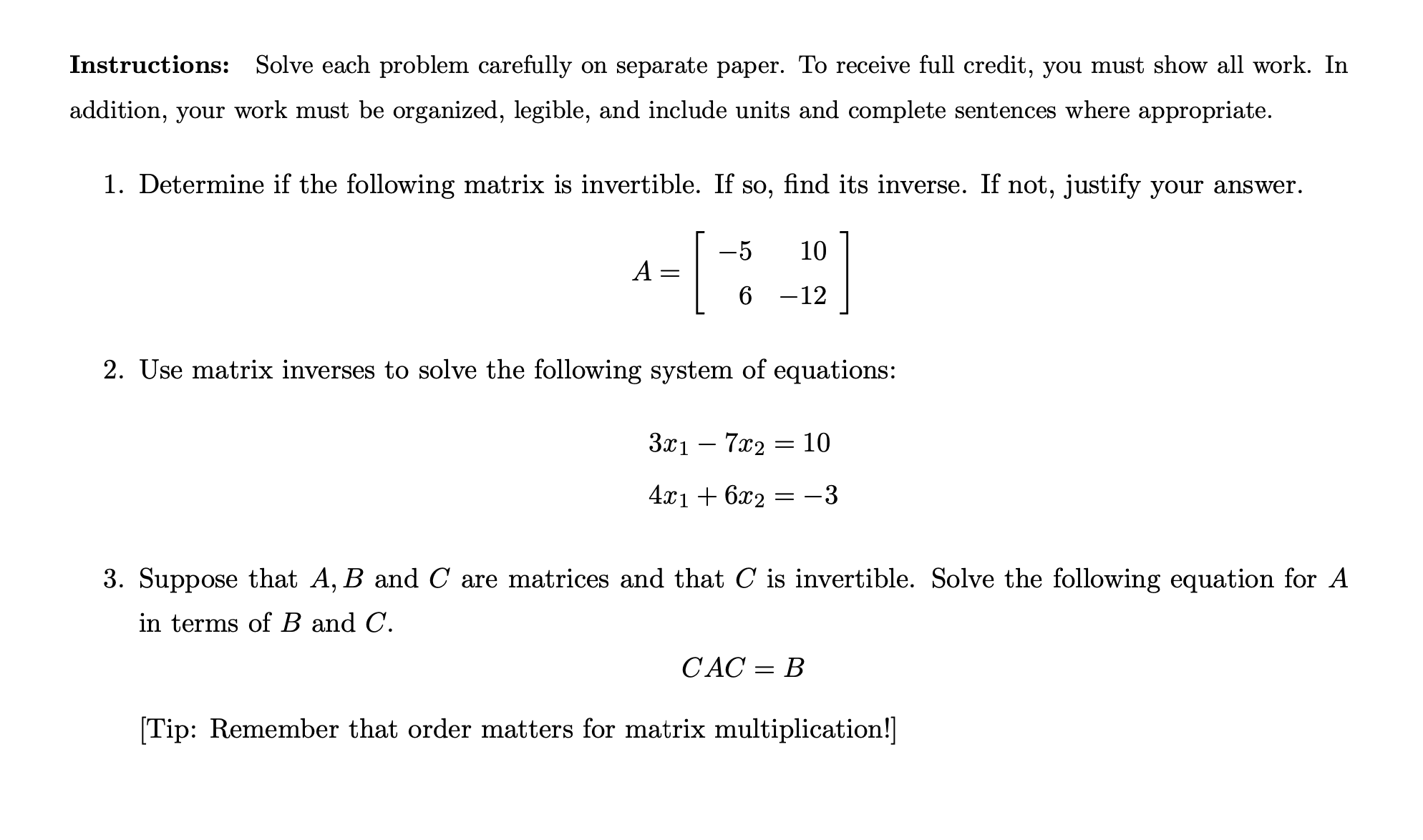 Solved Instructions: Solve each problem carefully on | Chegg.com