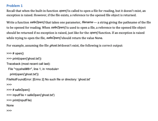 Solved Problem 1 Recall that when the built-in function | Chegg.com