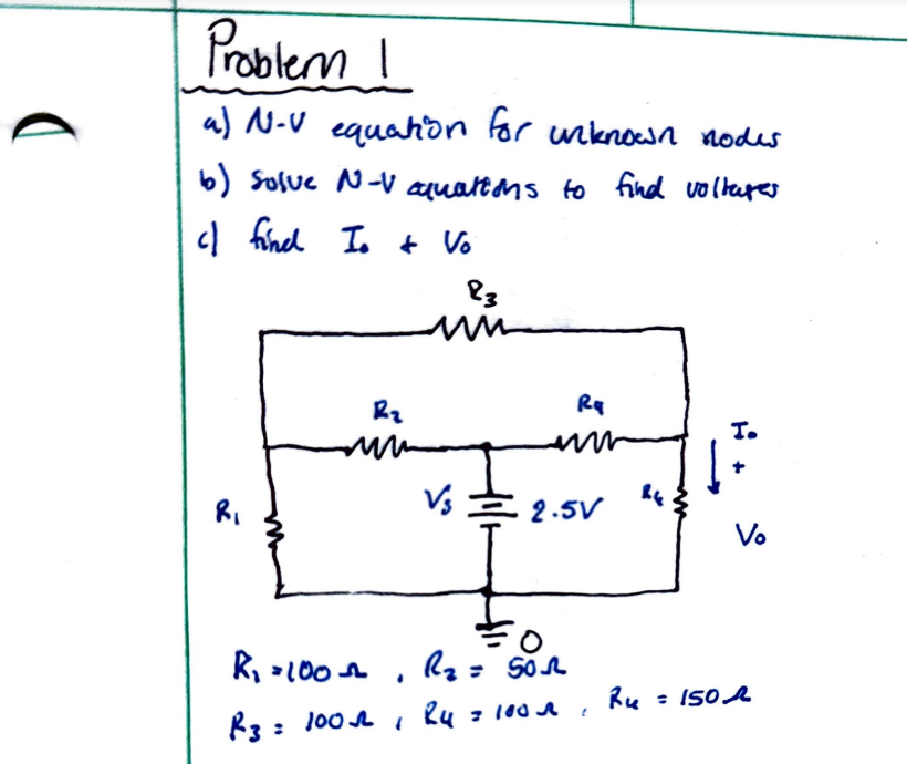 Solved ProblemN-V equation for unknown nodesSolve N-V | Chegg.com