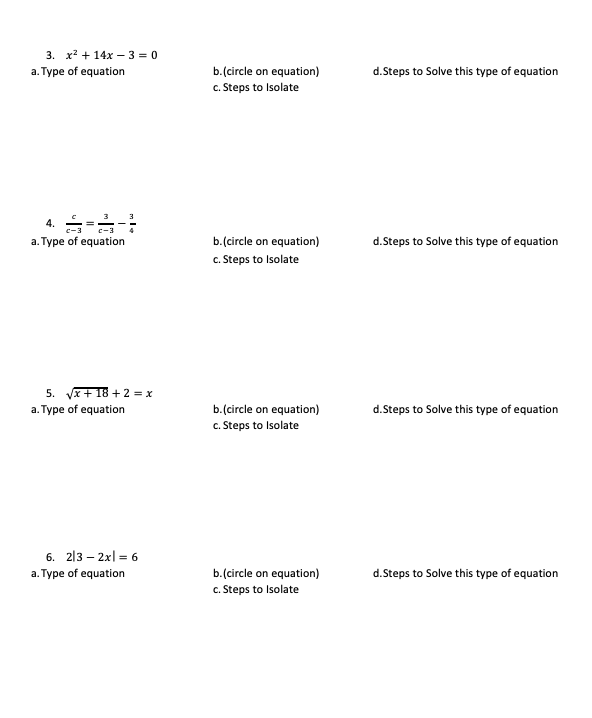 Solved Solving Equations Isolate Isolate Isolate When | Chegg.com