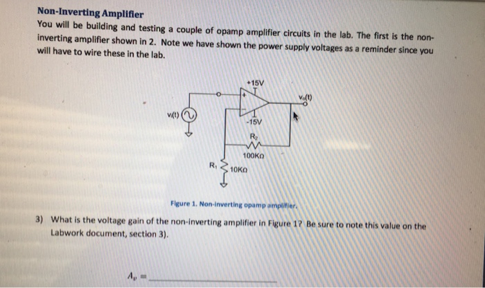 Solved Non-Inverting Amplifier You will be building and | Chegg.com