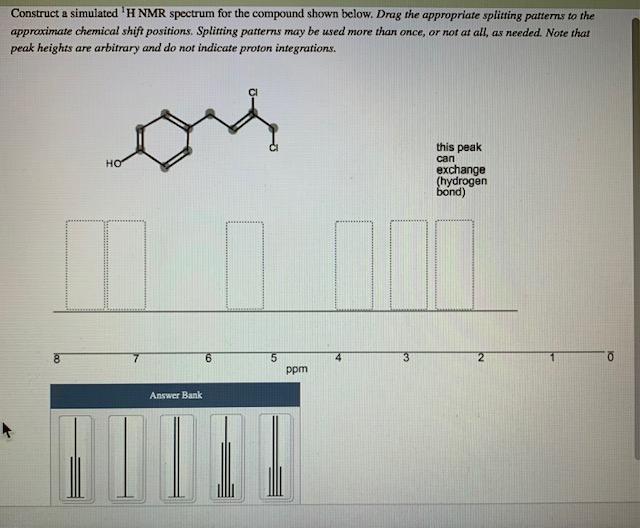 Solved Construct a simulated 'H NMR spectrum for the | Chegg.com