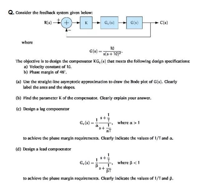 Solved Q. Consider the feedback system given below: R(s) ++ | Chegg.com