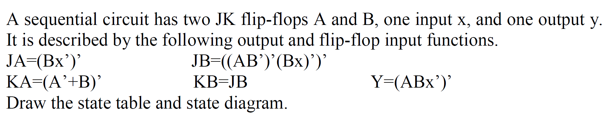 Solved A sequential circuit has two JK flip-flops A and B, | Chegg.com