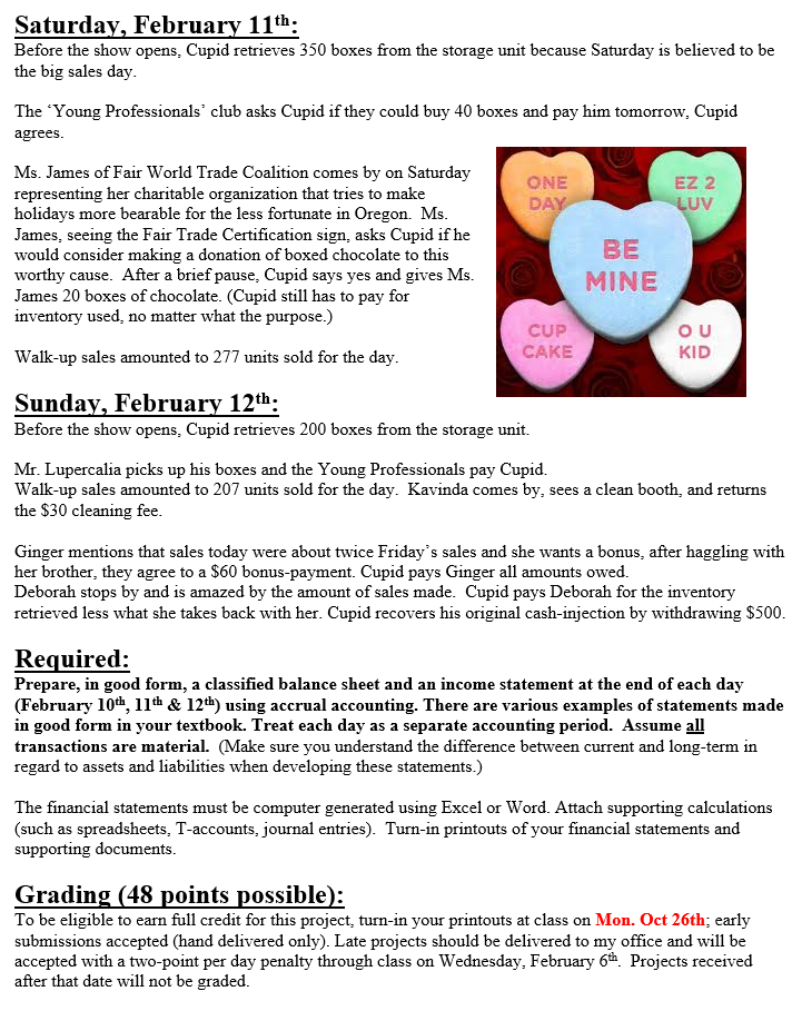 Solved BA211 – Financial Accounting Project: Valentine's Day | Chegg.com