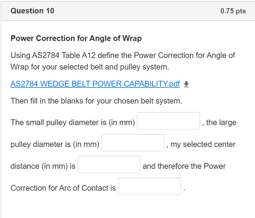 Solved Question 10 0.75 pts Power Correction for Angle of | Chegg.com