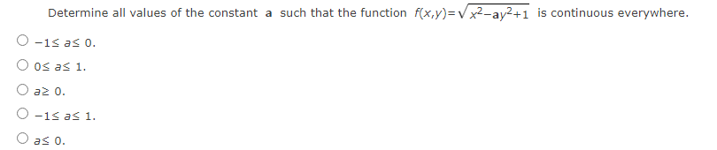 Solved Determine all values of the constant a such that the | Chegg.com