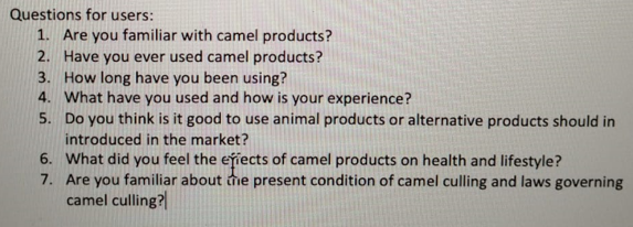 Questions for users: 1. Are you familiar with camel | Chegg.com
