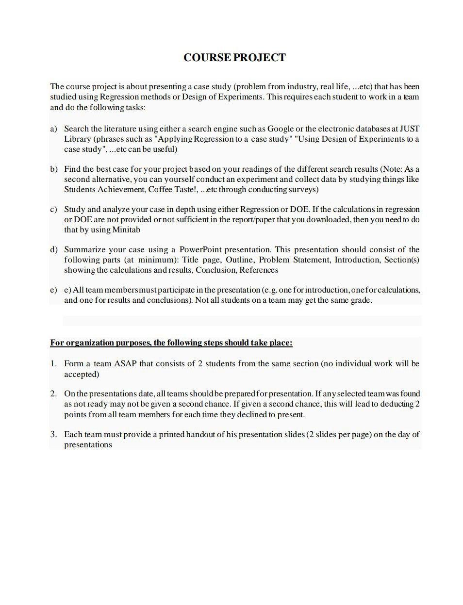 Solved COURSE PROJECT The course project is about presenting | Chegg.com