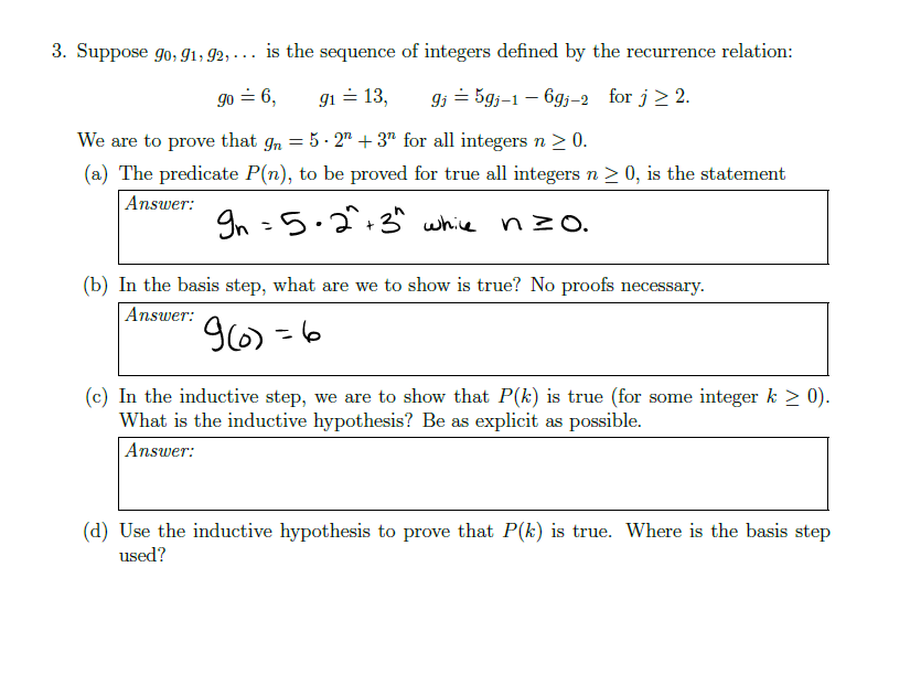 Solved Suppose g0,g1,g2,dots is the sequence of integers | Chegg.com