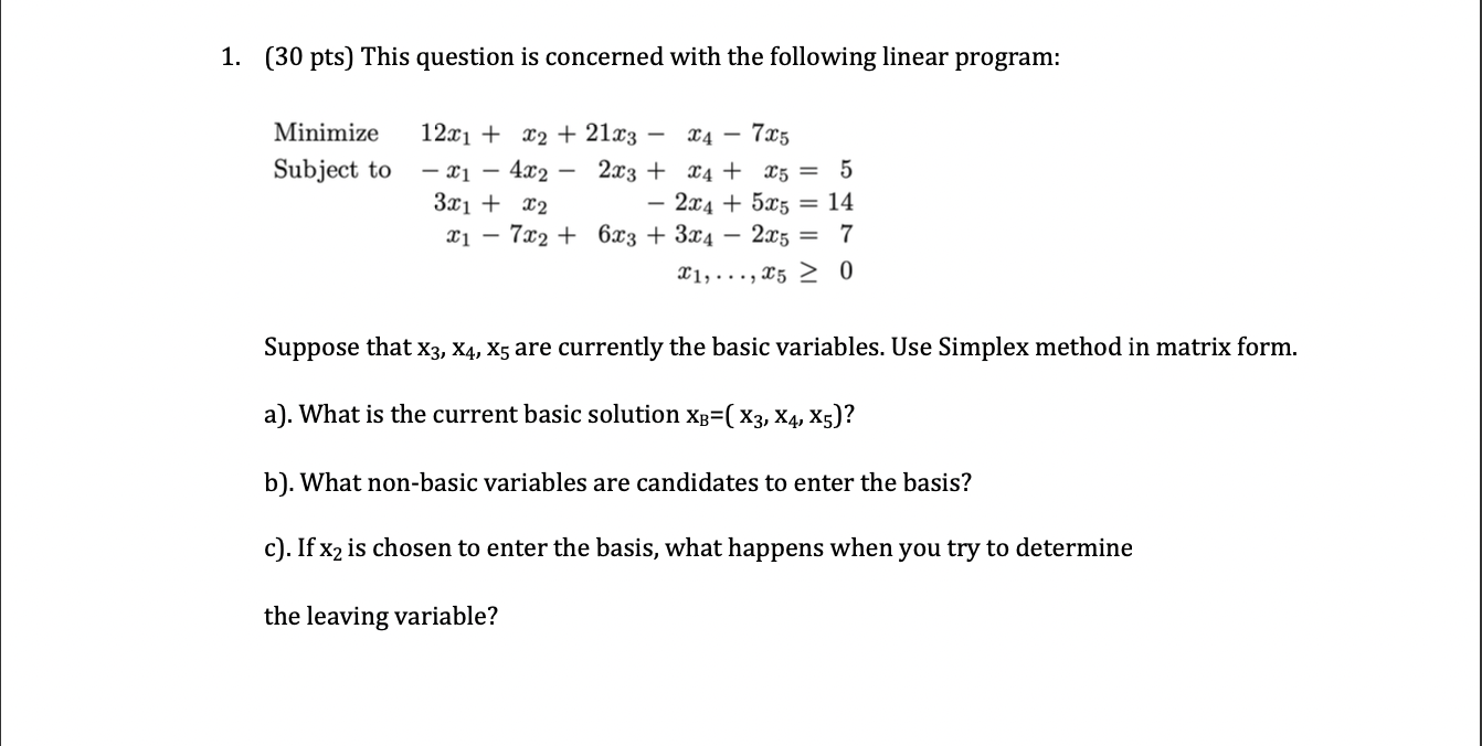 Solved 1. (30 pts) This question is concerned with the | Chegg.com