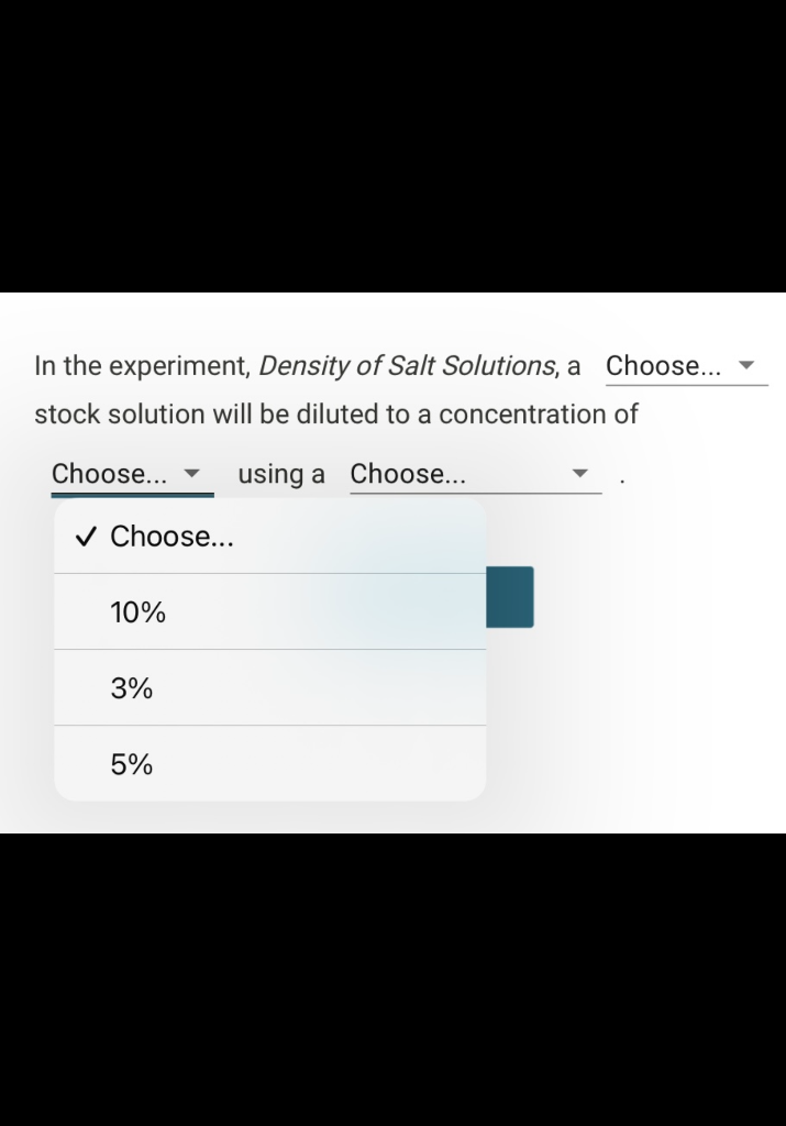 In the experiment, Density of Salt Solutions, a | Chegg.com