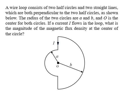 Solved A wire loop consists of two half circles and two | Chegg.com