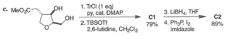 Solved c. MeO2C OH OH 1. TrCl (1 eq) py, cat. DMAP 2. TBSOT | Chegg.com