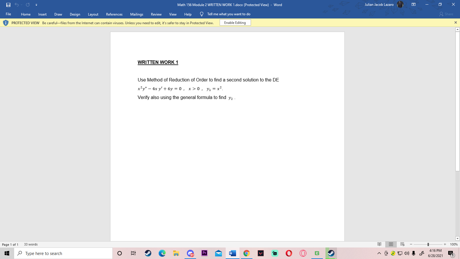 Solved Math 156 Module 2 WRITTEN WORK 1.docx (Protected | Chegg.com