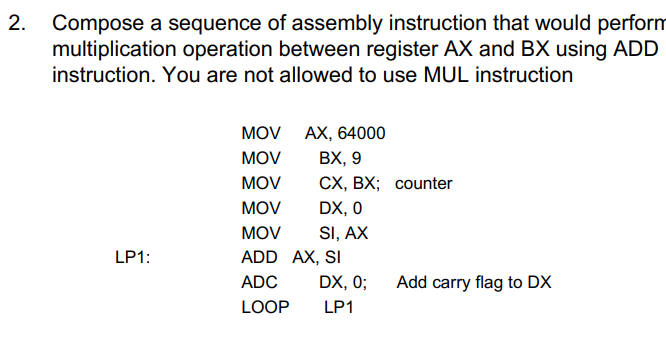 Solved 2. Compose a sequence of assembly instruction that | Chegg.com