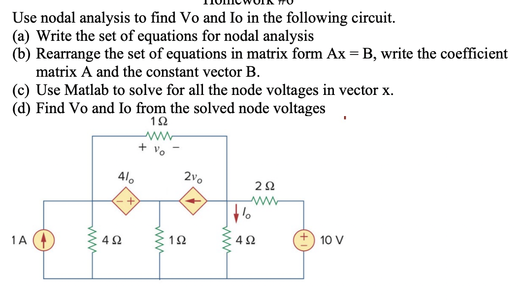 Use nodal analysis to find Vo and Io in the following | Chegg.com