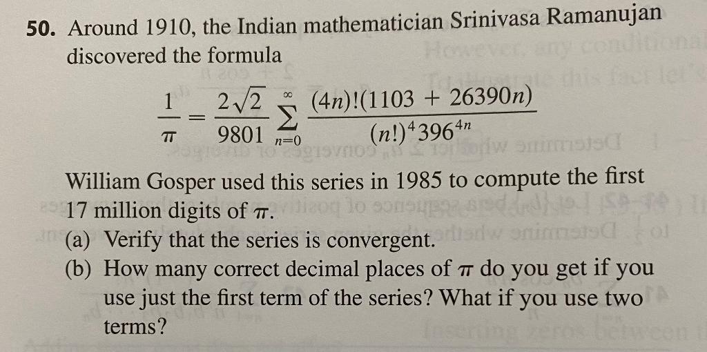 Solved Ramanujan's sum of 1/pi The goal of this project is | Chegg.com