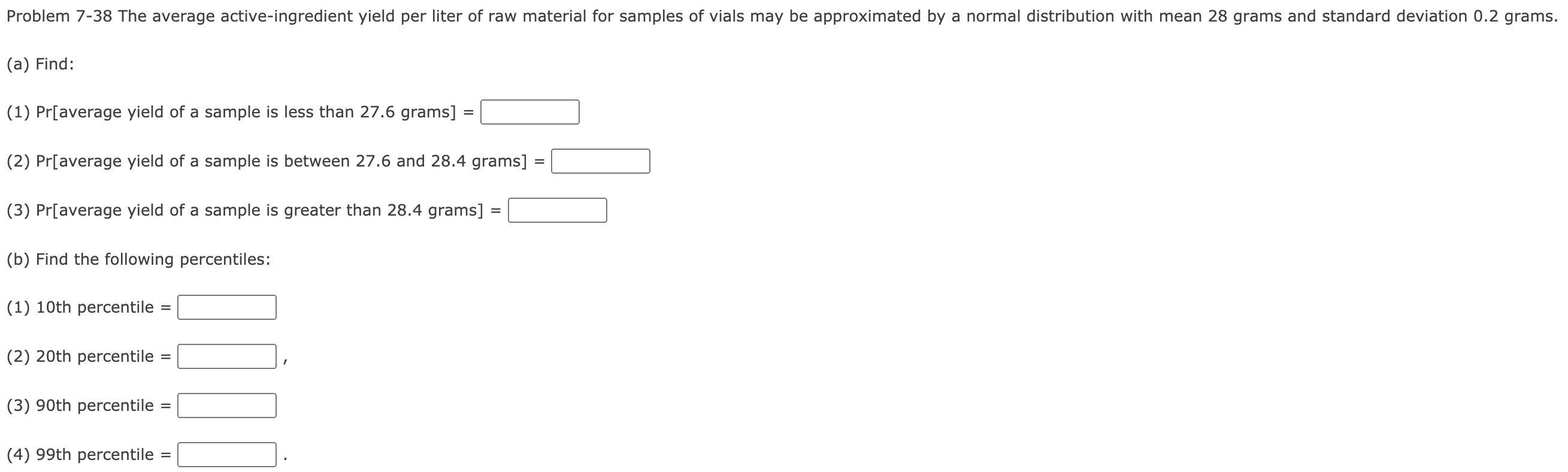 Solved Problem 7-38 The average active-ingredient yield per | Chegg.com