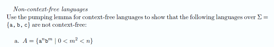 Solved Non-context-free languages Use the pumping lemma for | Chegg.com Solved Non-context-free languages Use the pumping lemma for | Chegg.com