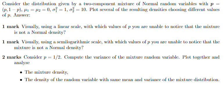 Consider the distribution given by a two-component | Chegg.com