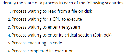 Solved Identify the state of a process in each of the | Chegg.com