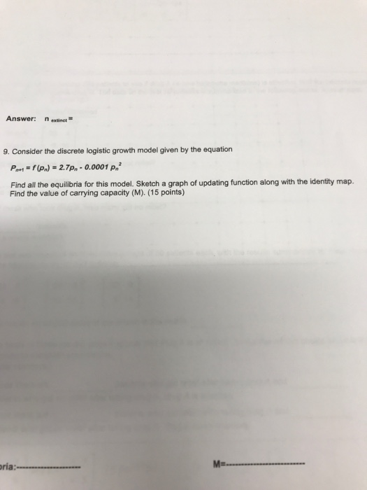 Solved Answer: n extinct 9. Consider the discrete logistic | Chegg.com