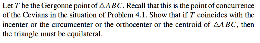Solved Let T be the Gergonne point of ABC. Recall that this | Chegg.com