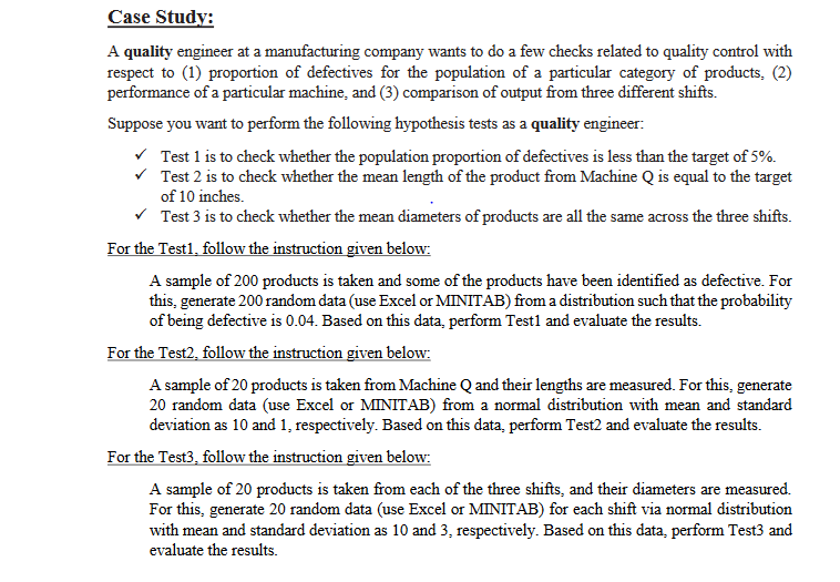 Case Study: A quality engineer at a manufacturing | Chegg.com